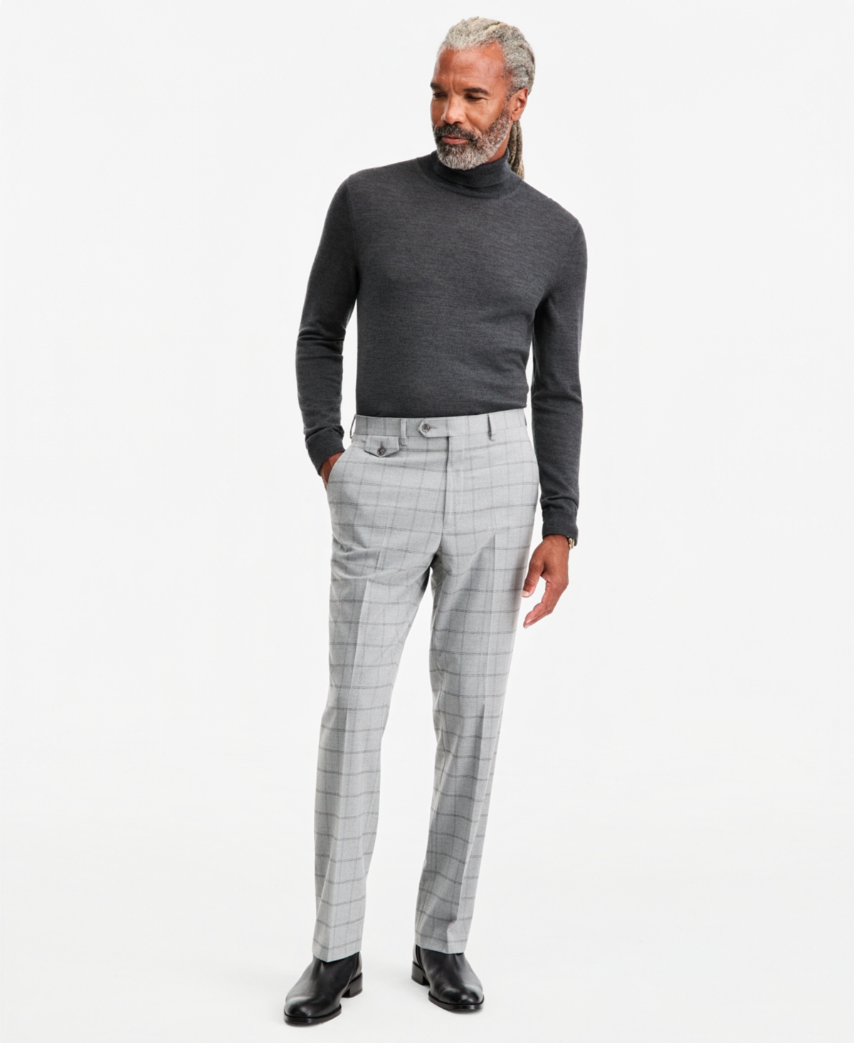 Click here for Tayion Collection Mens Classic-Fit Gray & Black Ch... prices