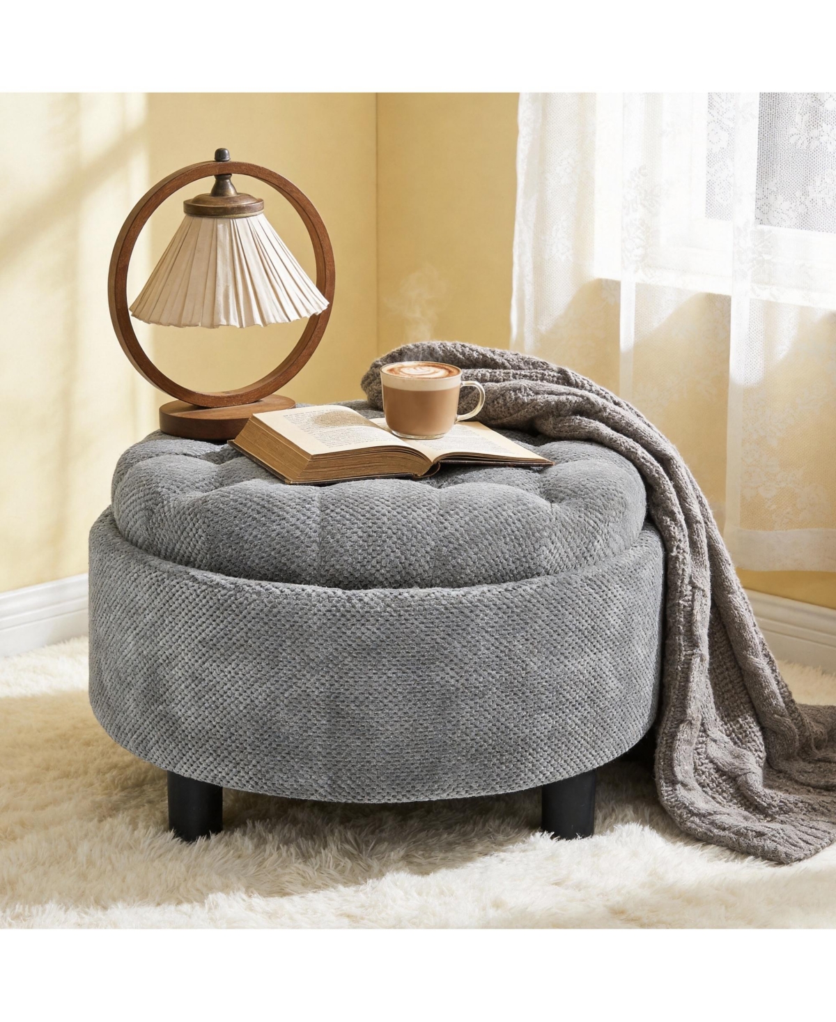 Click here for Rainsken 25" Round Storage Ottoman - Modern T... prices