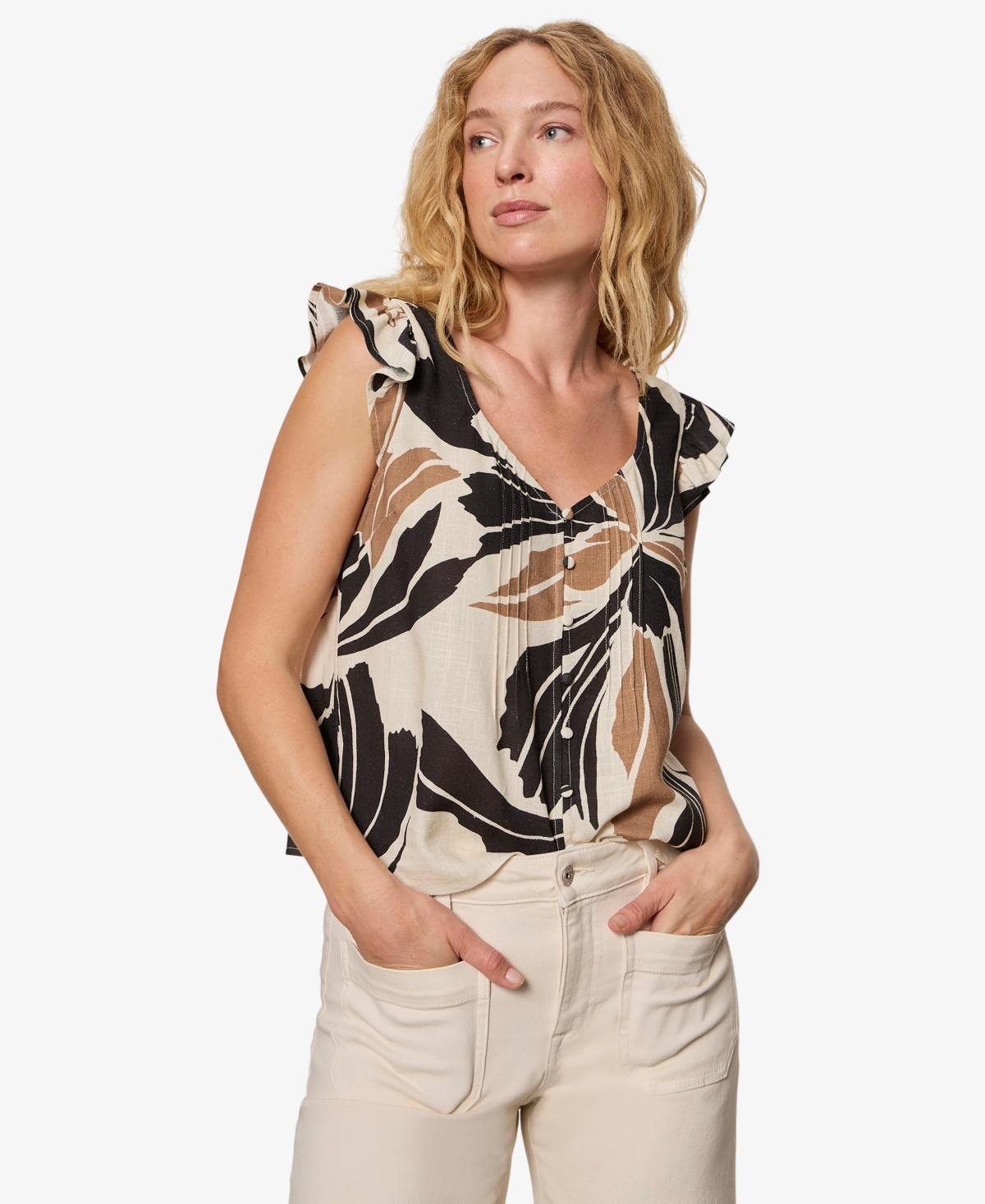 Click here for Sanctuary Womens Sleeveless V-Neck Top - Lotus prices