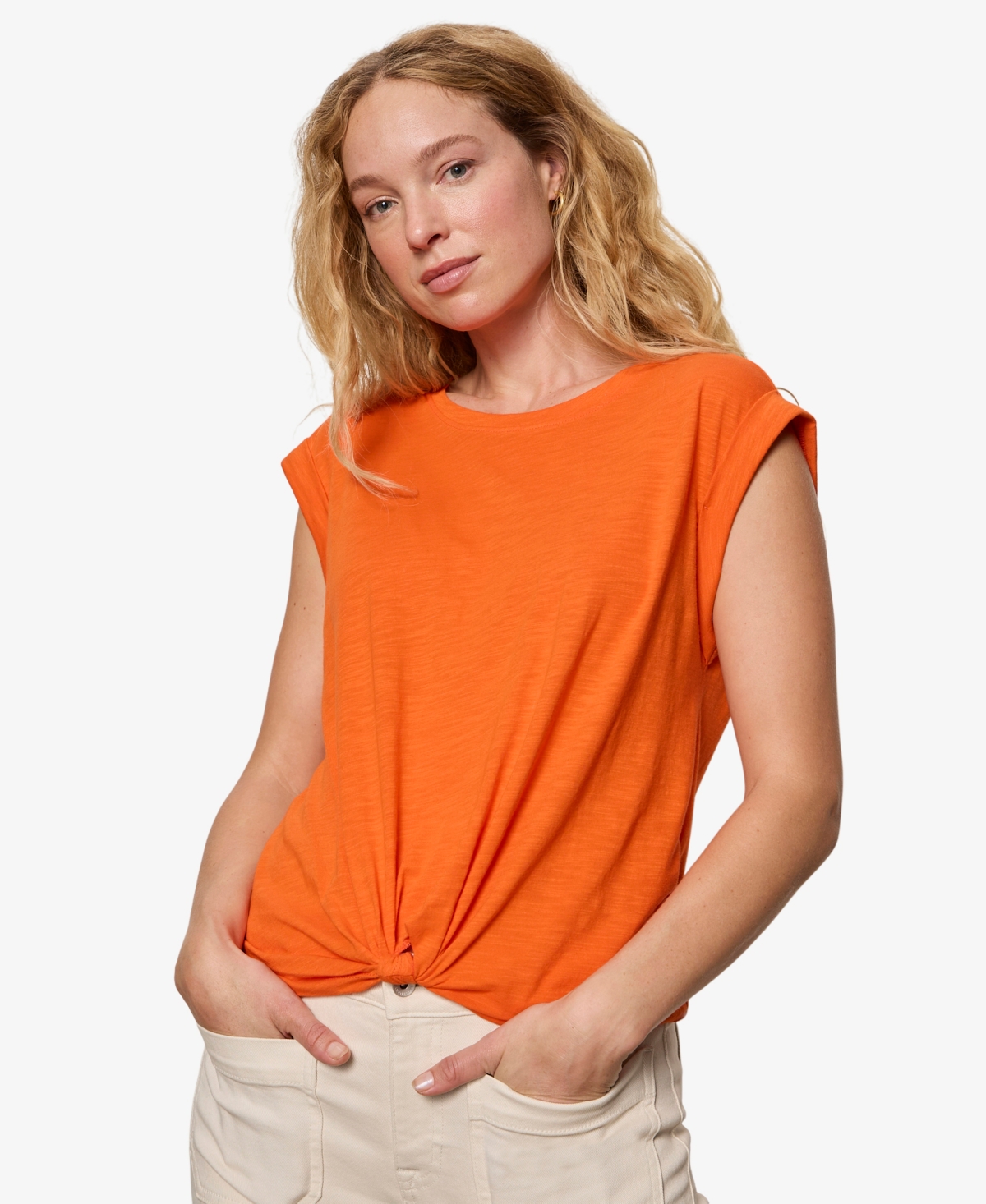 Click here for Sanctuary Womens Knot-Front Crewneck Muscle Tee -... prices