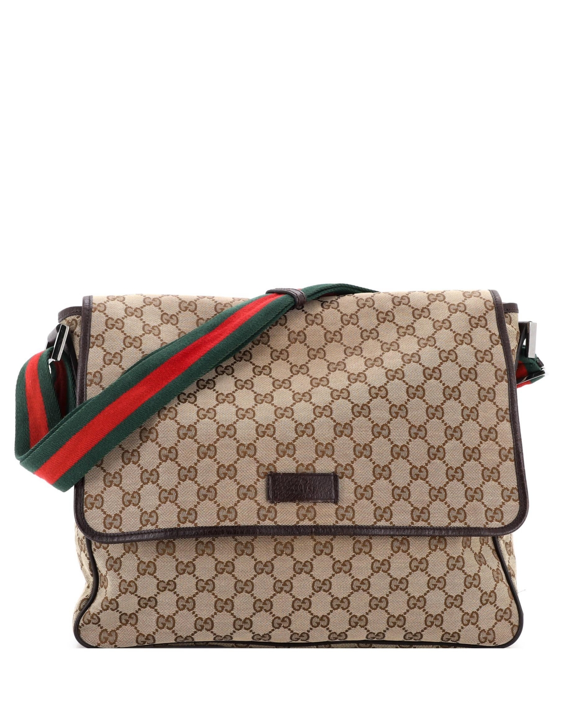 Click here for Pre-Owned Gucci Medium Web Strap Flap Messenger Gg... prices