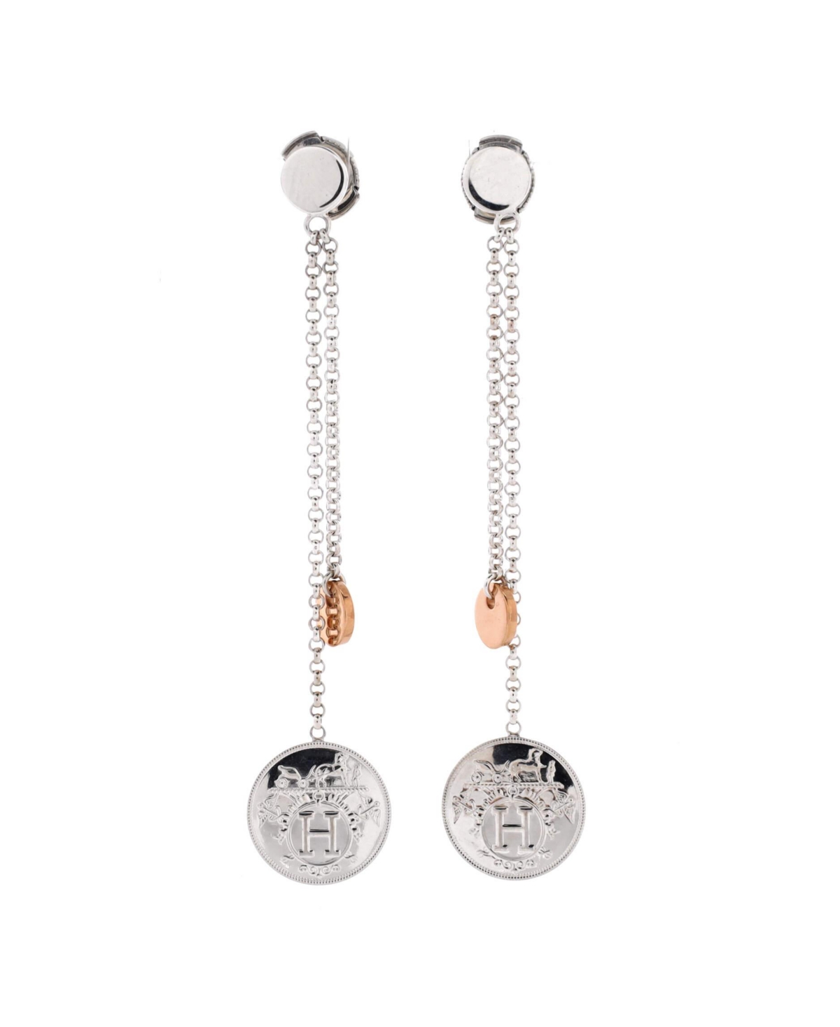 Click here for Pre-Owned HERMES Ex-Libris Drop Chain Earrings - 1... prices