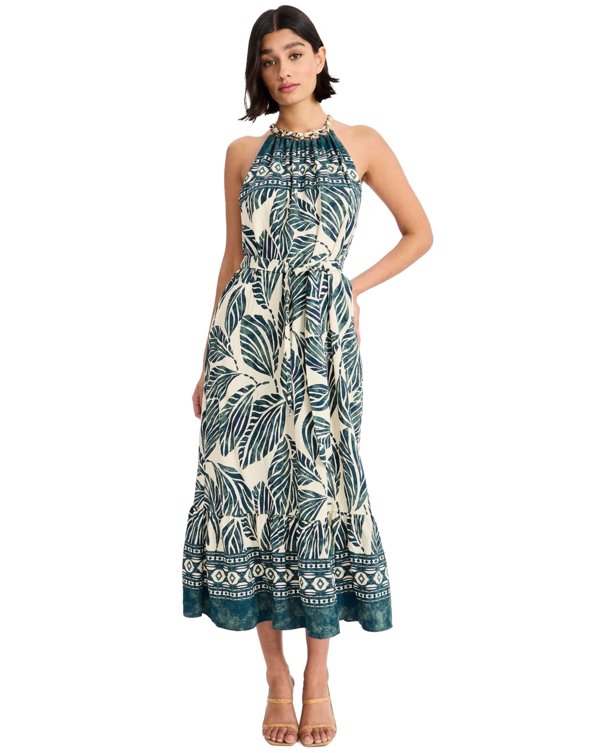 Click here for Maggy London Womens Halter Neck Printed Midi Dress... prices