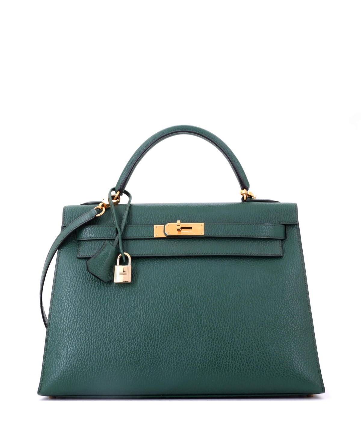 Click here for Pre-Owned HERMES Kelly 32 Handbag Green Ardennes w... prices