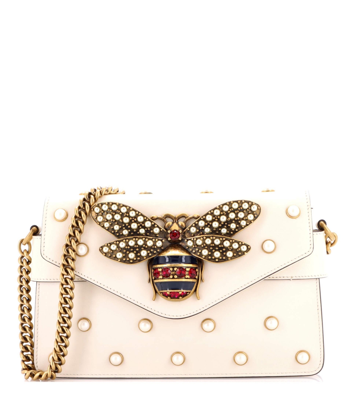 Click here for Pre-Owned Gucci Mini Broadway Pearly Bee Shoulder... prices