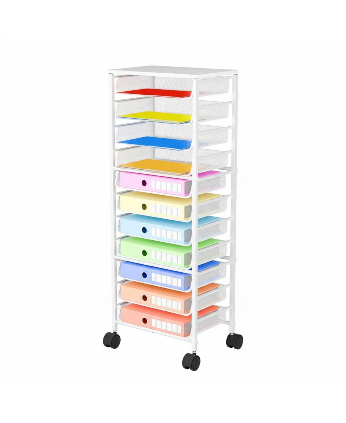 Click here for Yigii 12 Tier Rolling File Cart Wood Top Metal Mes... prices