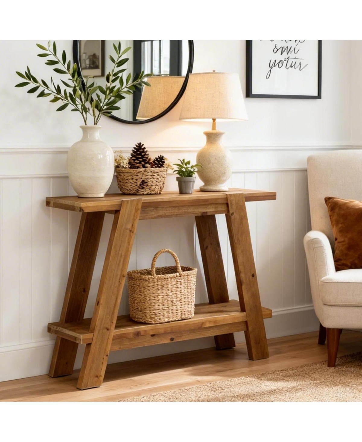Click here for Tribesigns Solid Wood Entryway Table  2-Tier Farmh... prices