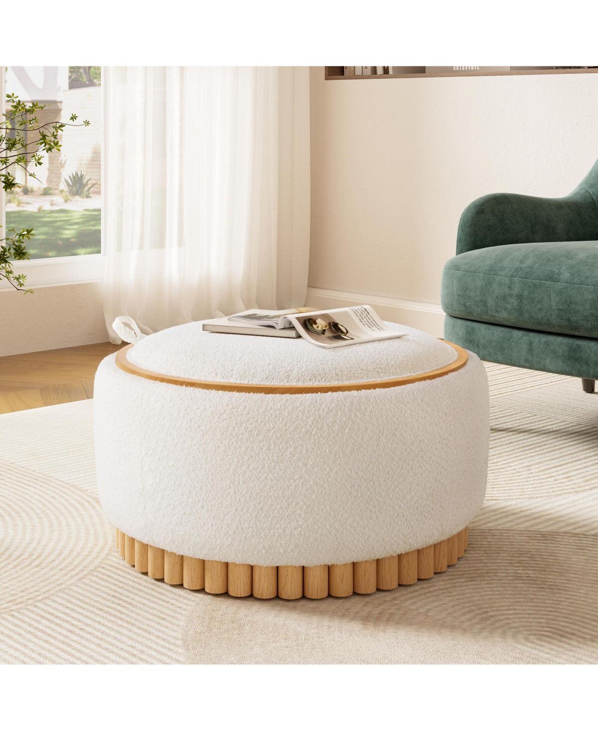 Click here for Rainsken 29" Round Storage Ottoman - Coffee T... prices