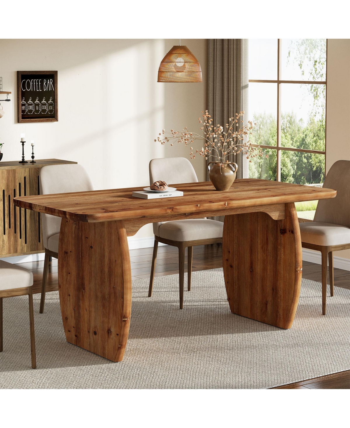 Click here for Tribesigns Finmind Solid Wood Dining Table for 4-6... prices