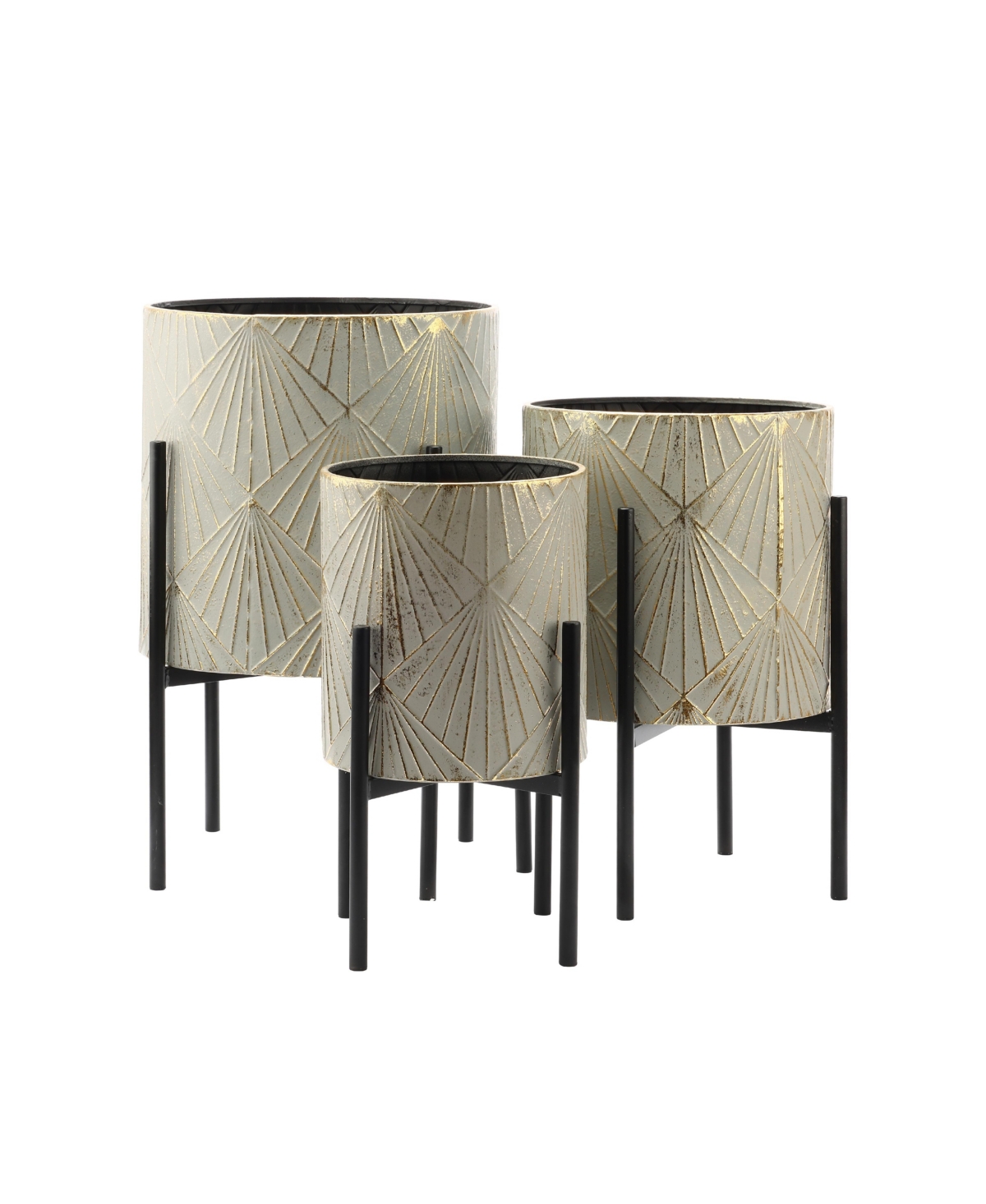 Click here for LuxenHome Set of 3 Metal Cachepot Planters with St... prices