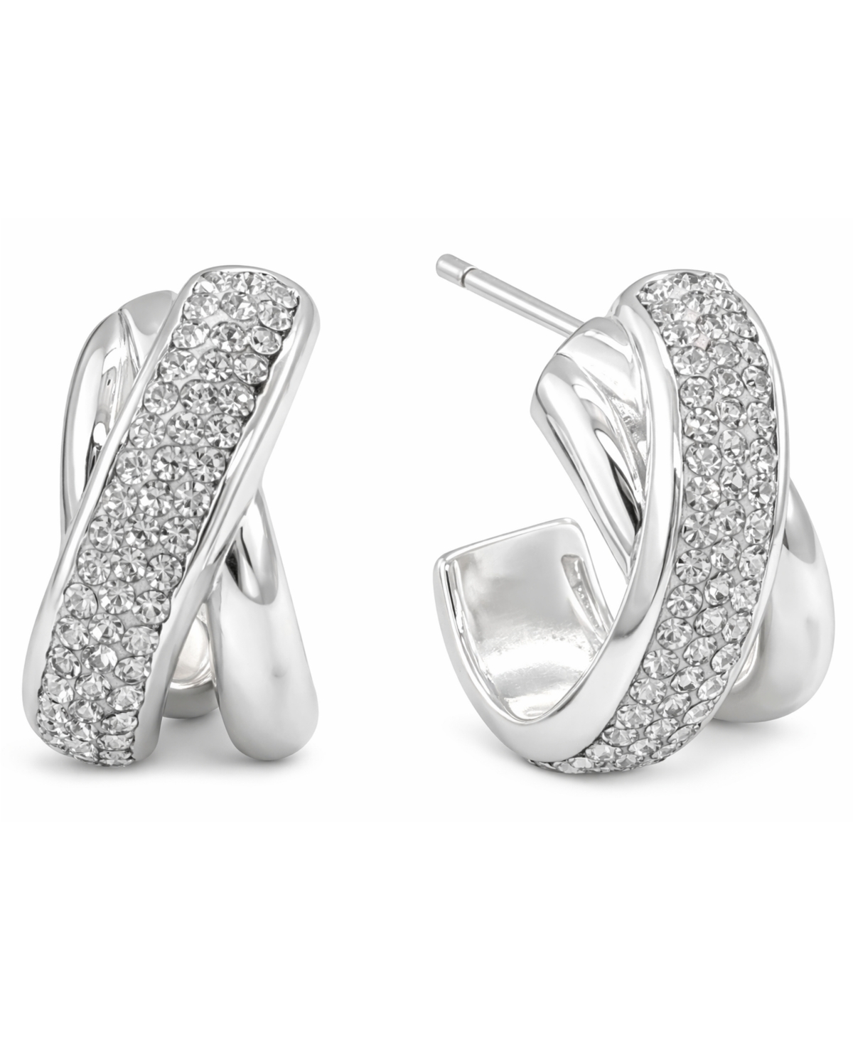 Click here for And Now This Clear Crystal X Center C Hoop Post Ea... prices