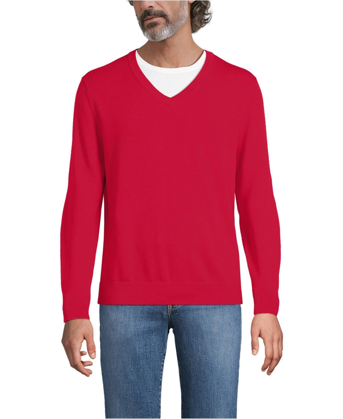 Click here for Lands End Mens Fine Gauge Cotton V Neck Sweater -... prices