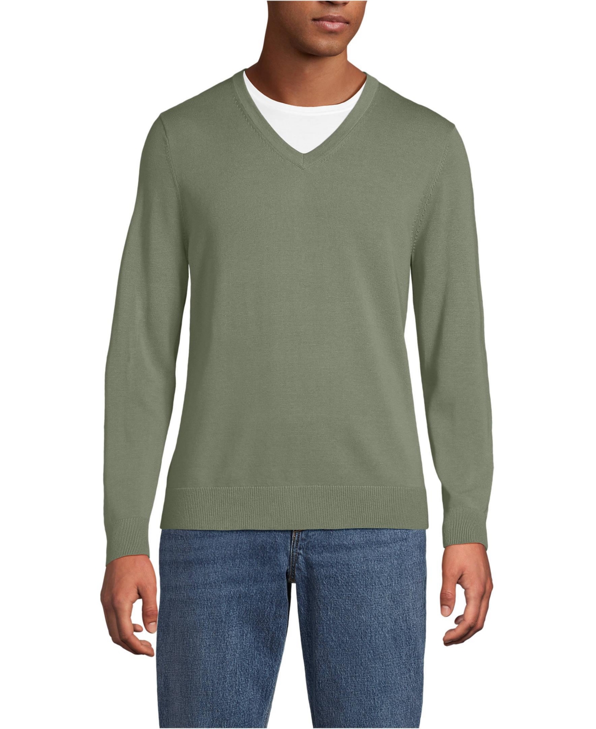 Click here for Lands End Mens Fine Gauge Cotton V Neck Sweater -... prices