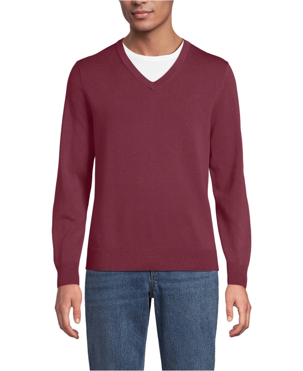 Click here for Lands End Mens Fine Gauge Cotton V Neck Sweater -... prices