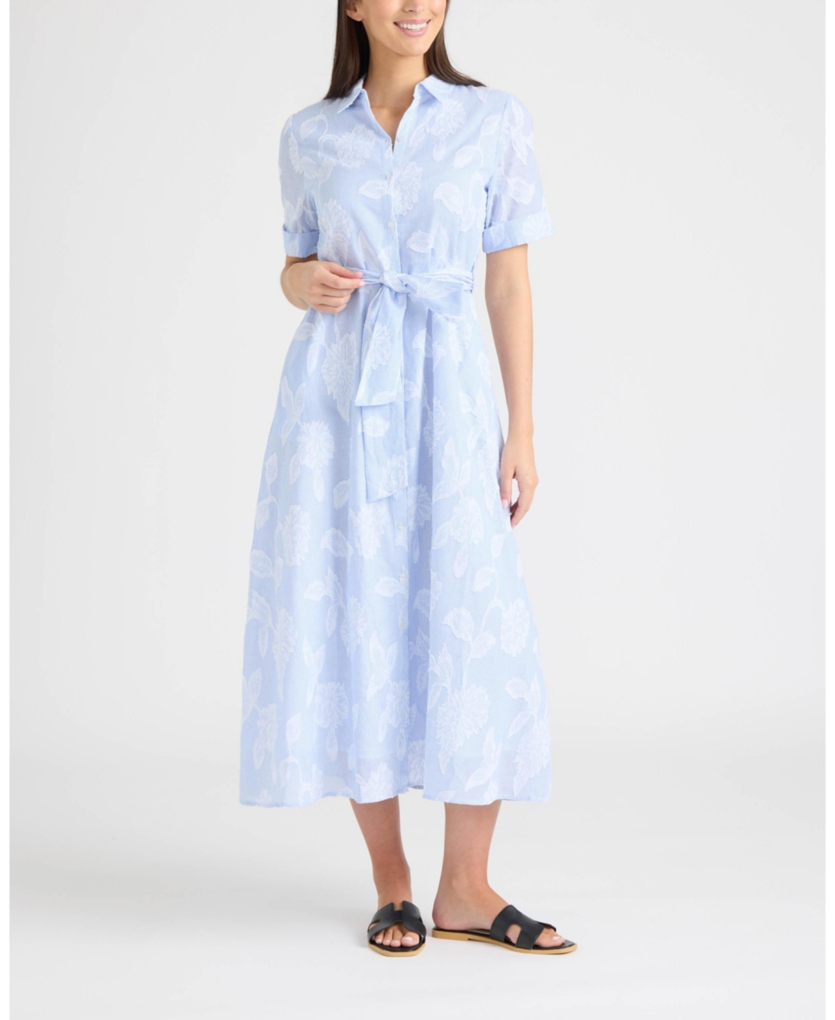 Click here for Ellen Tracy Womens Button Down Shirt Dress with Wa... prices