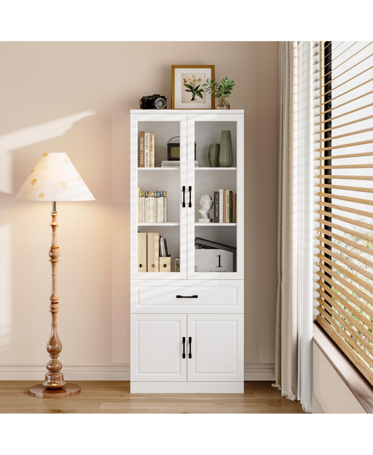 Click here for Homsee 4-Shelf Wood Standard Bookcase With Doors... prices