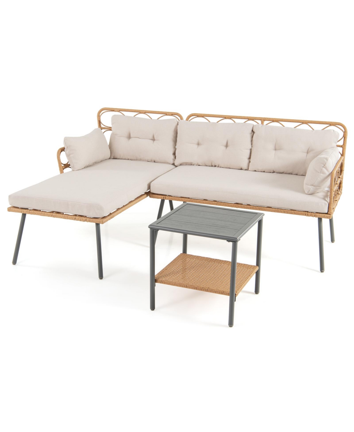 Click here for Sugift 3 Piece Corner Patio Furniture Set with Sma... prices
