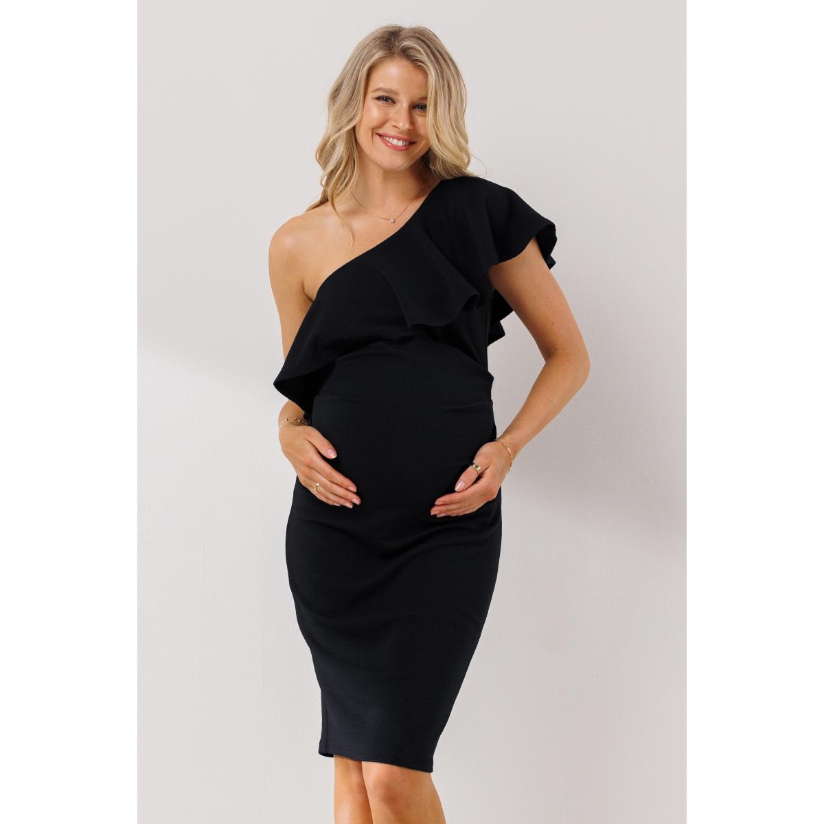Click here for Hello Miz Maternity One-Shoulder Ruffle Bodycon Dr... prices