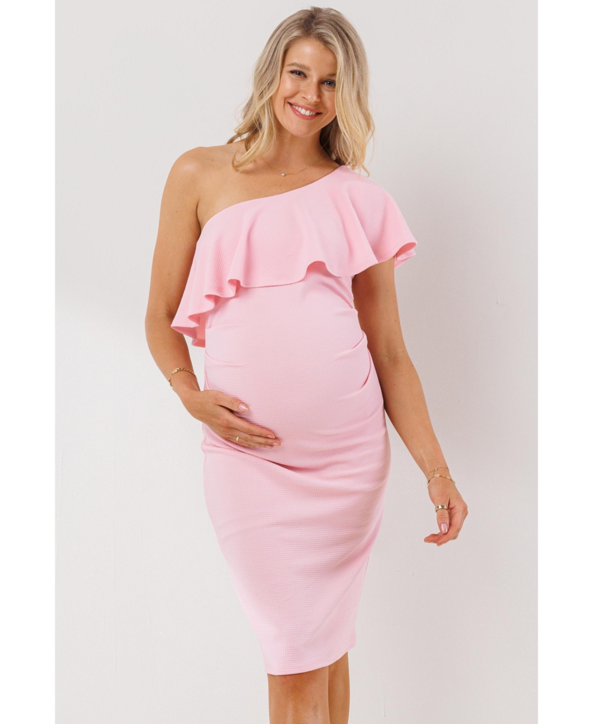 Click here for Hello Miz Maternity One-Shoulder Ruffle Bodycon Dr... prices