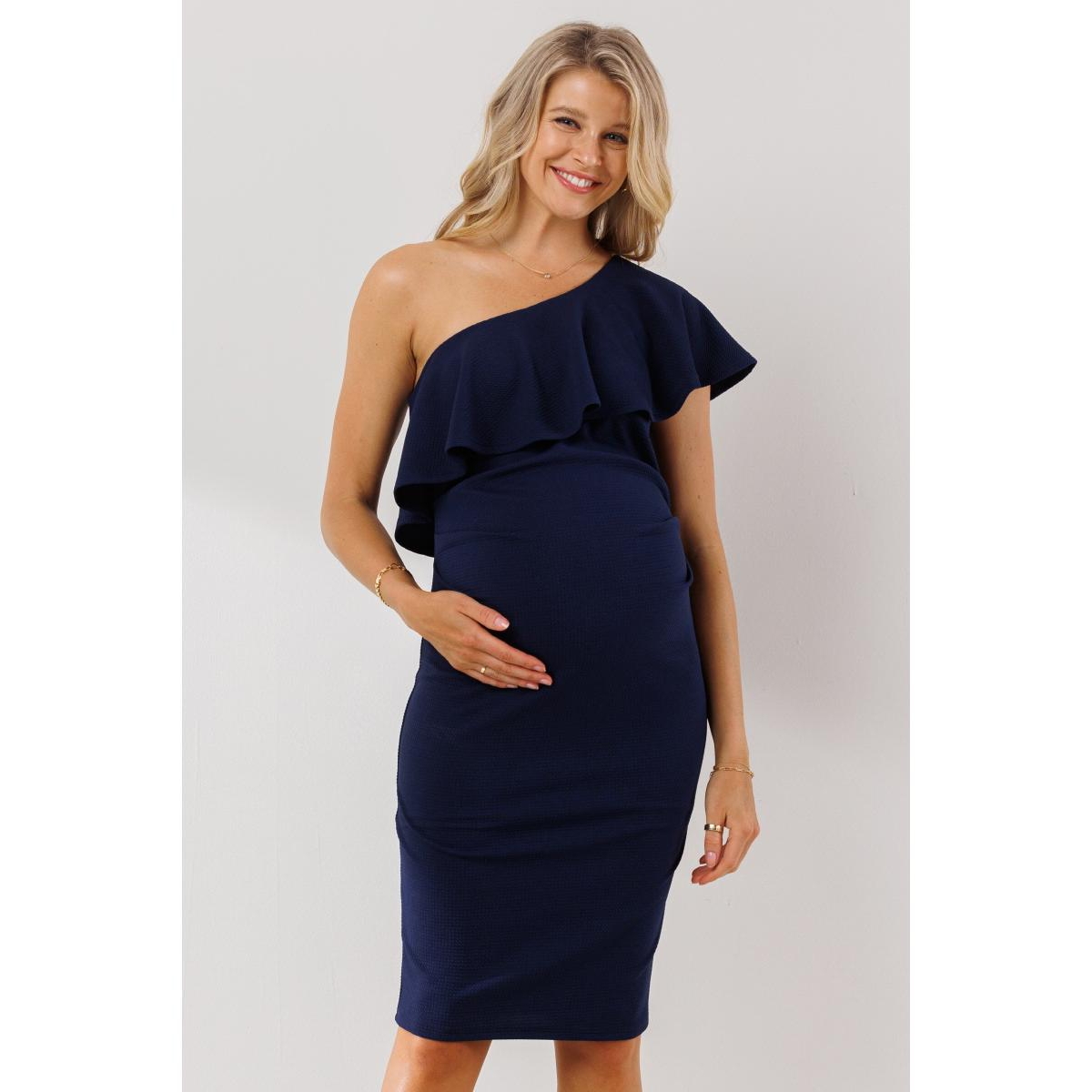 Click here for Hello Miz Maternity One-Shoulder Ruffle Bodycon Dr... prices