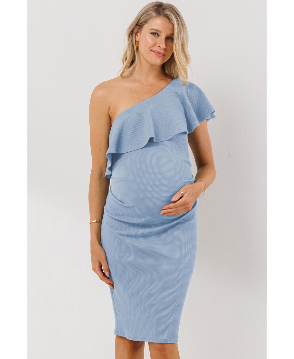 Click here for Hello Miz Maternity One-Shoulder Ruffle Bodycon Dr... prices