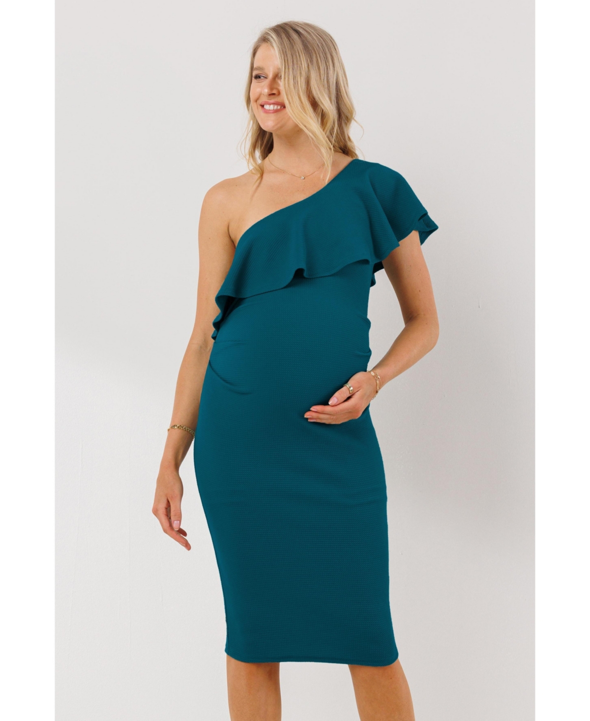 Click here for Hello Miz Maternity One-Shoulder Ruffle Bodycon Dr... prices