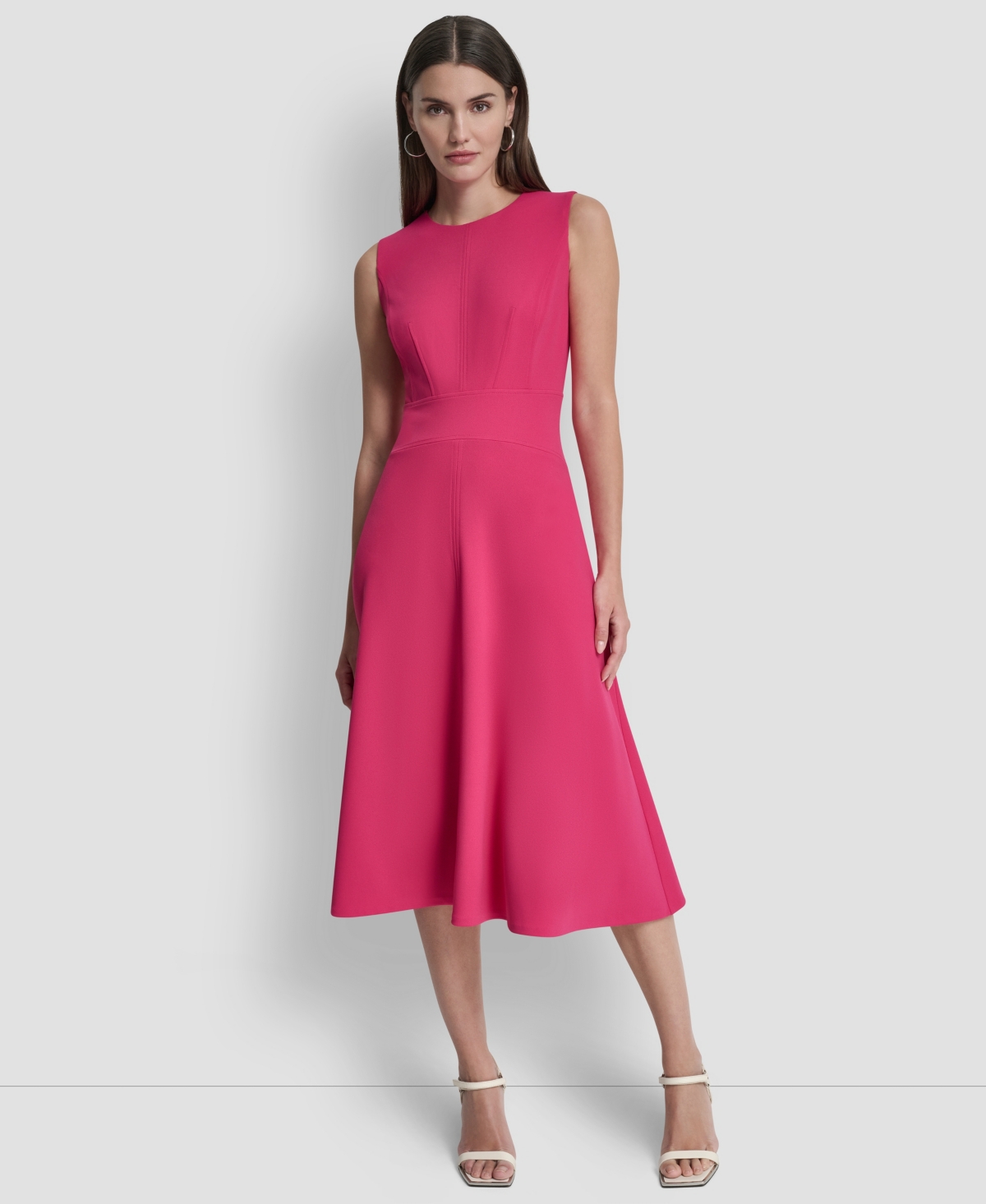 Click here for Dkny Womens Sleeveless Jewel Neck Fit and Flare Sc... prices