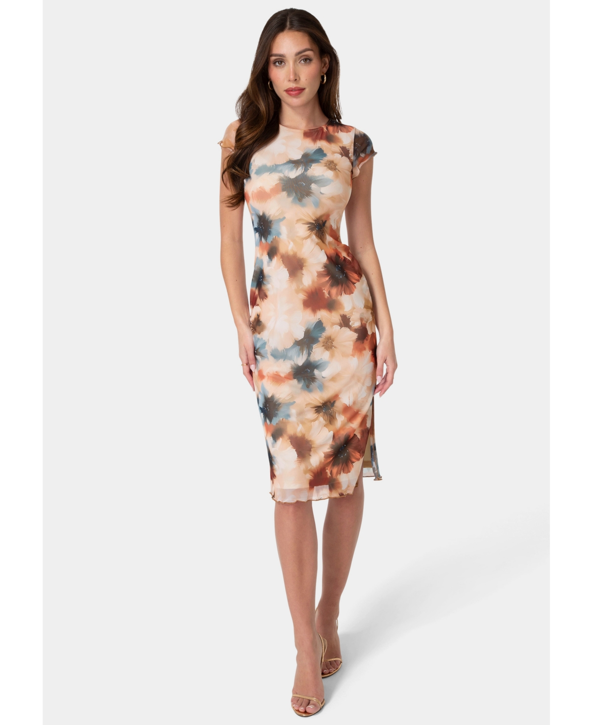 Click here for Bebe Womens Printed Powermesh Maxi T-Shirt Dress -... prices