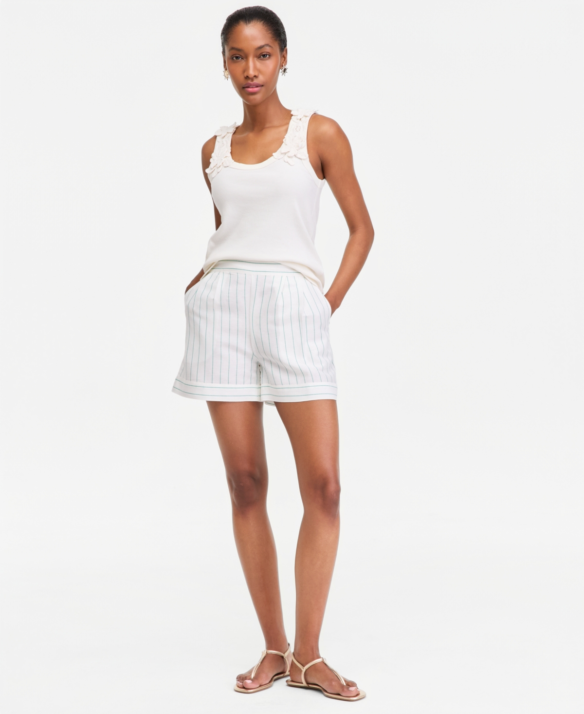 Click here for On 34th Womens Linen-Blend Tailored Pull-On Shorts... prices