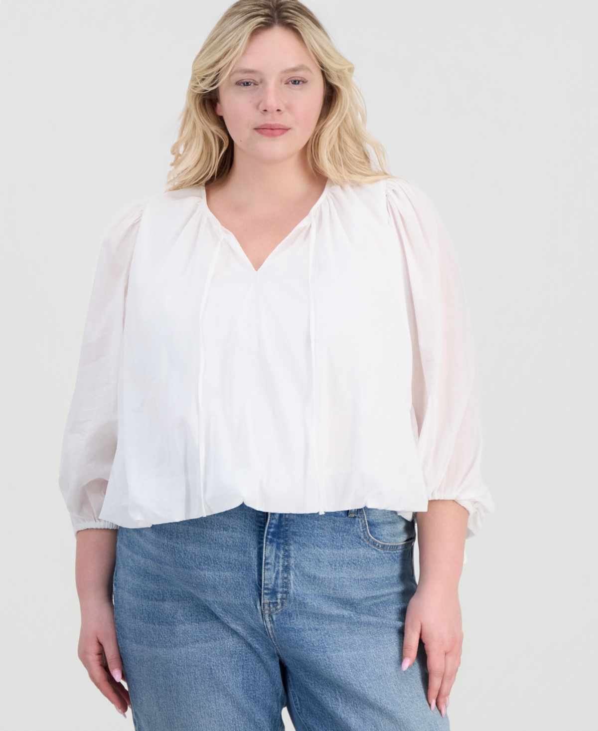 Click here for On 34th Plus Size Tie-Front Cotton Blouse  Macys E... prices