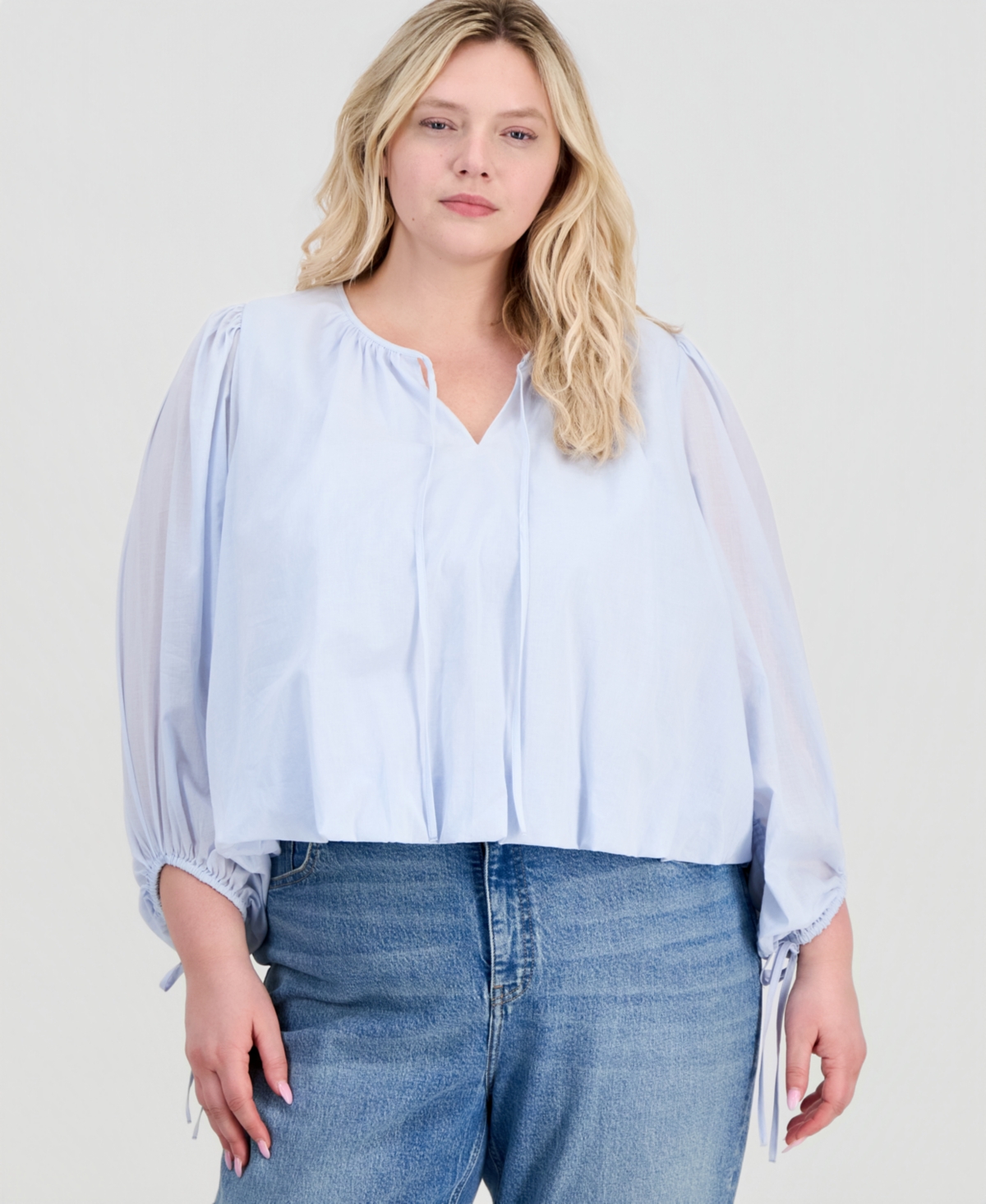Click here for On 34th Plus Size Tie-Front Cotton Blouse  Macys E... prices