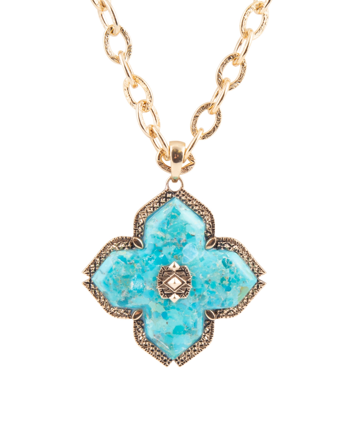 Click here for Barse Blue Turquoise Maltese Golden Cross Pendant... prices