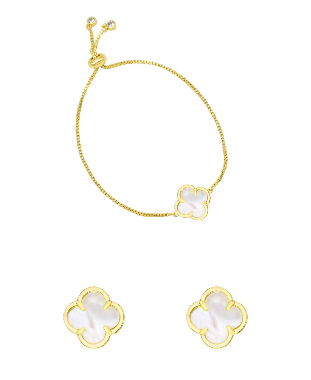 Click here for Adornia Mother of Pearl Gold 2-Piece Clover Bracel... prices