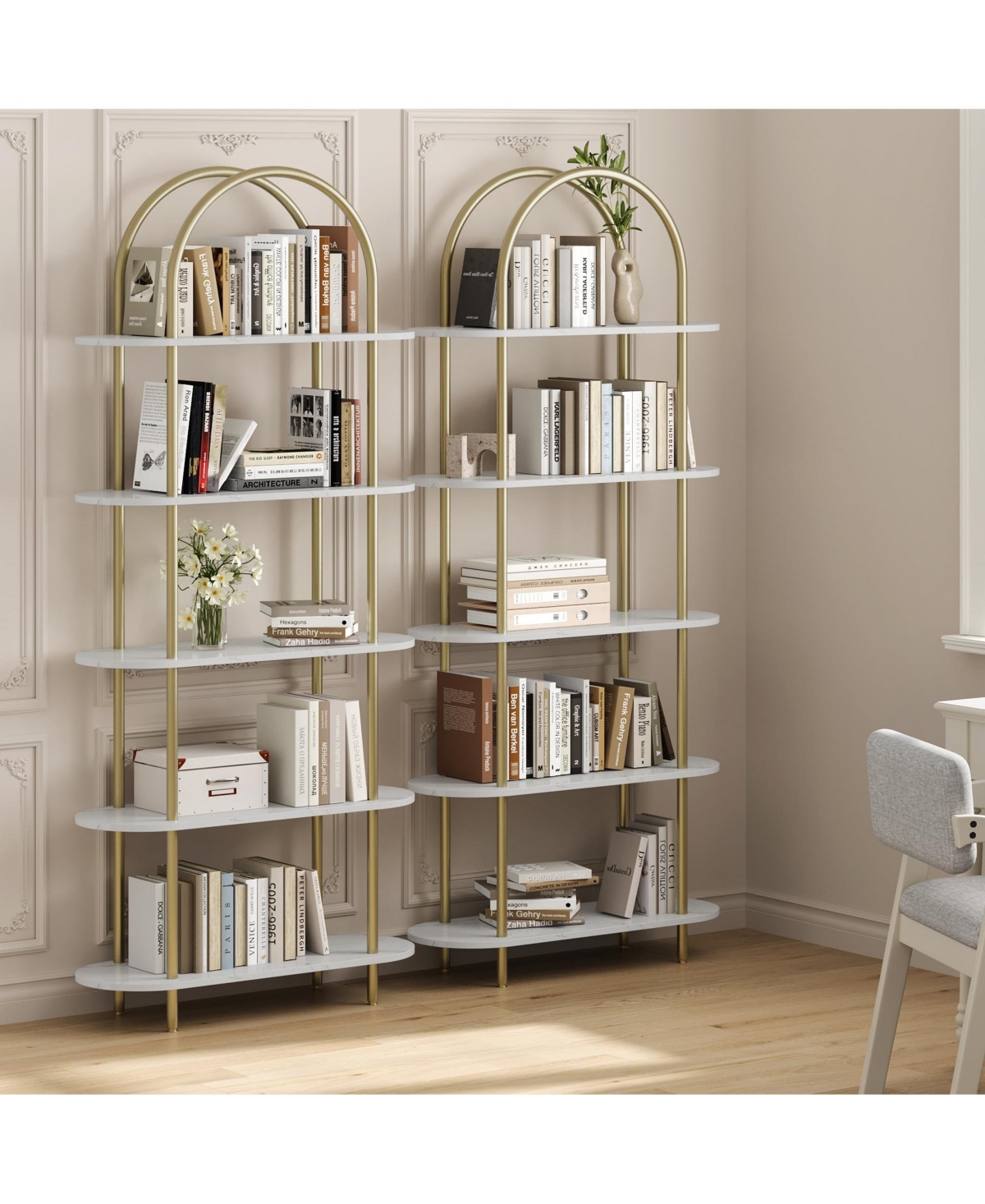 Click here for gaomon 2Pcs 71" Bookshelf 5 Tier Bookcase Arc... prices