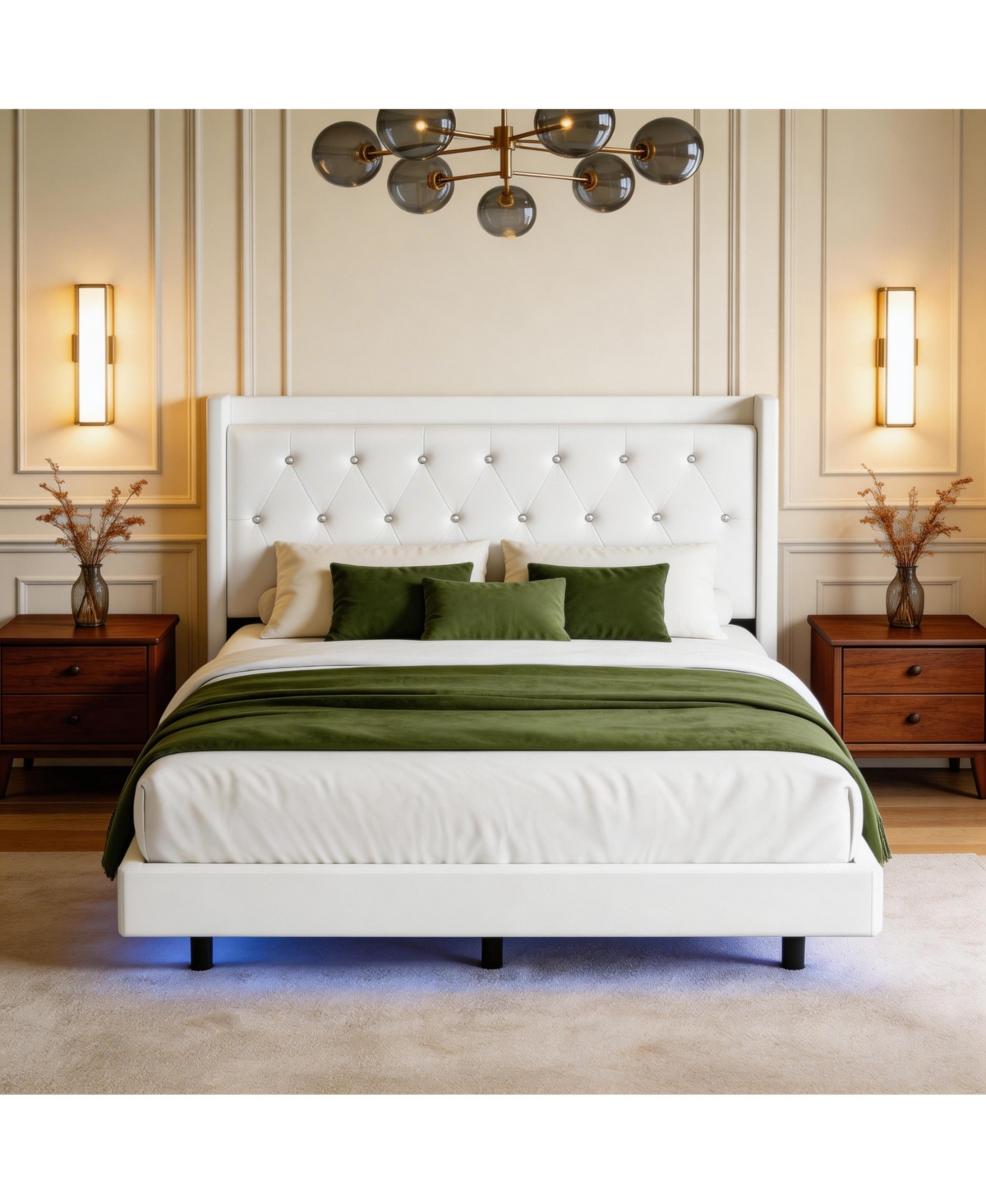Click here for Homfan Bed Frame with Led Lights  Upholstered Head... prices