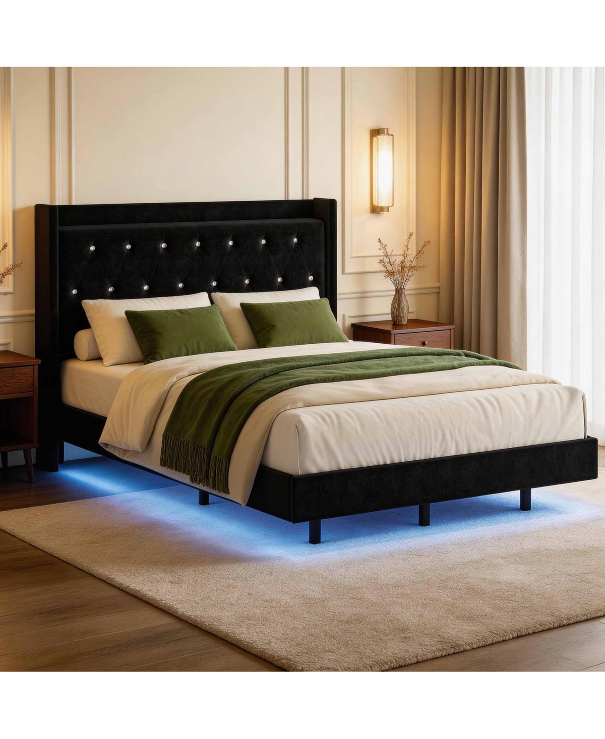Click here for Homfan Bed Frame with Led Lights  Upholstered Head... prices