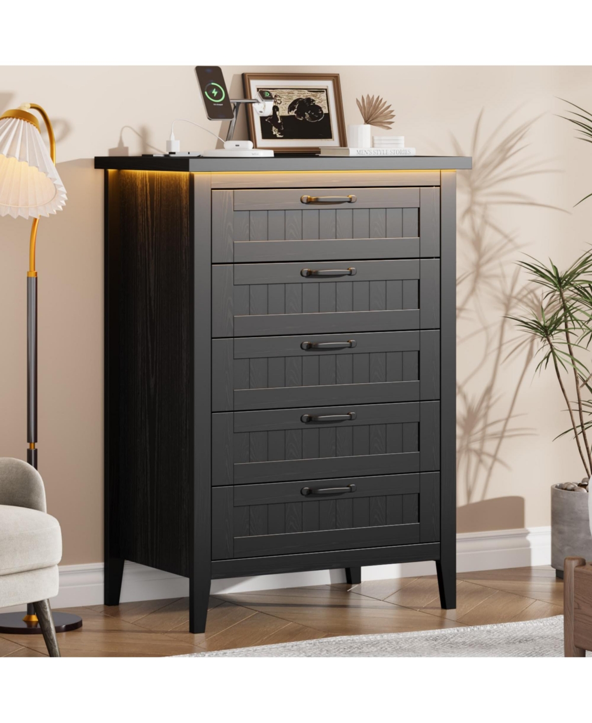 Click here for gaomon Farmhouse Drawer Dresser with Charging Stat... prices