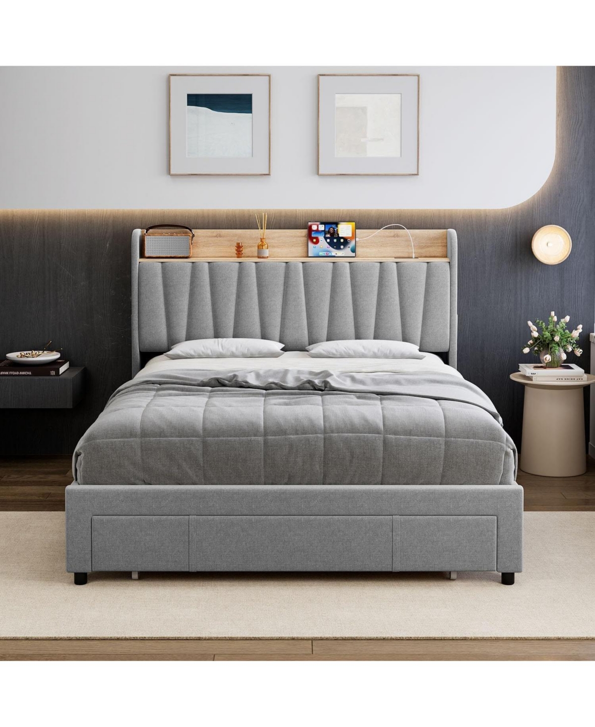 Click here for gaomon Queen Bed Frame with Storage Headboard and... prices