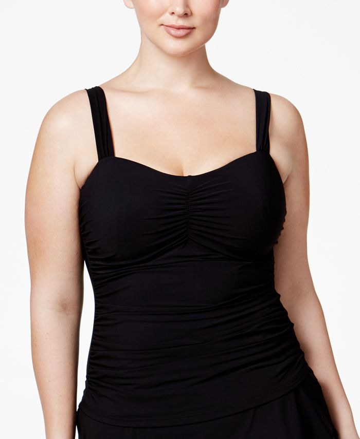 Profile by Gottex Plus Size Shirred Underwire Tankini Top - Macy's