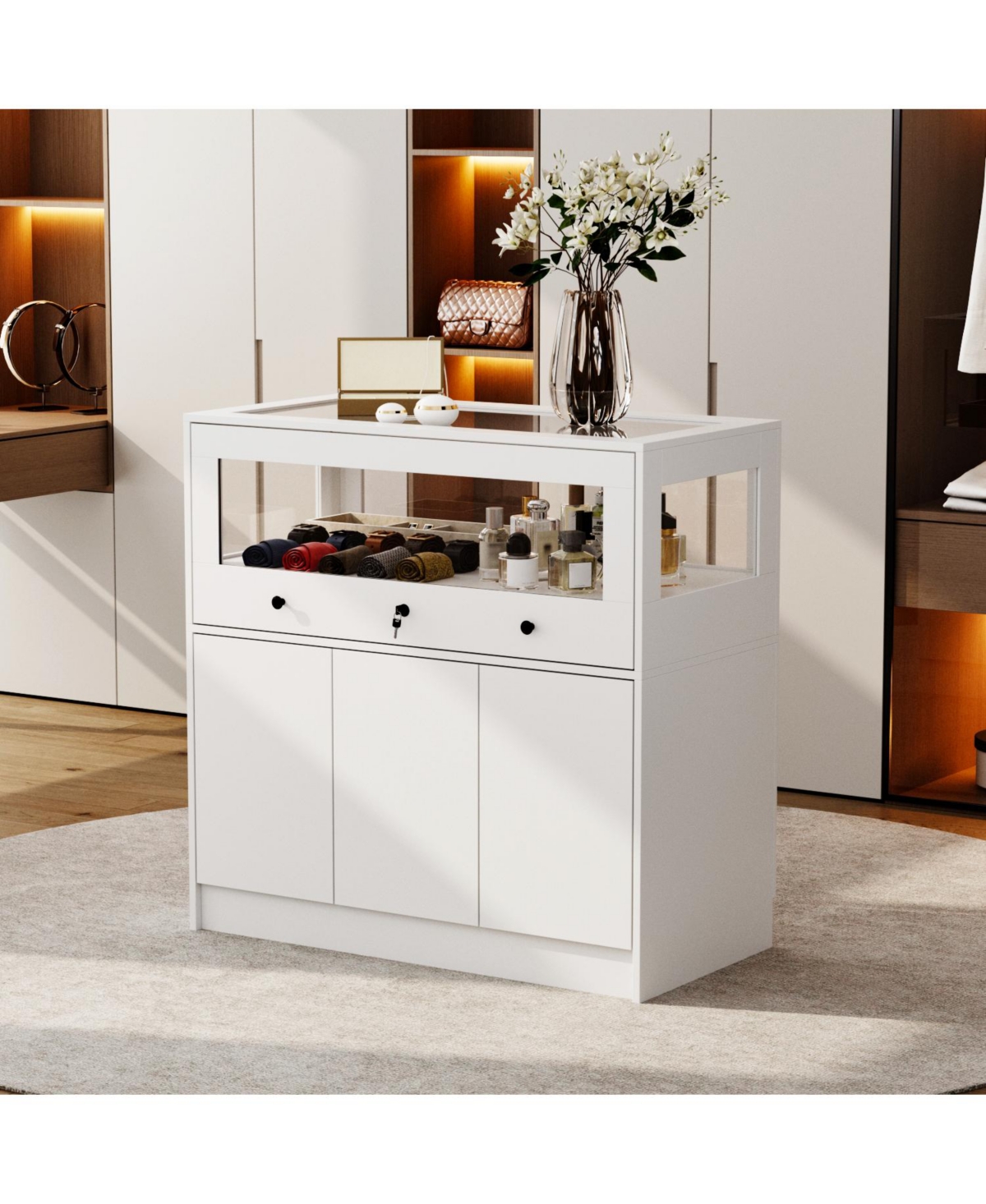 Click here for Famapy Storage/Display Cabinet with Glass Top   Be... prices