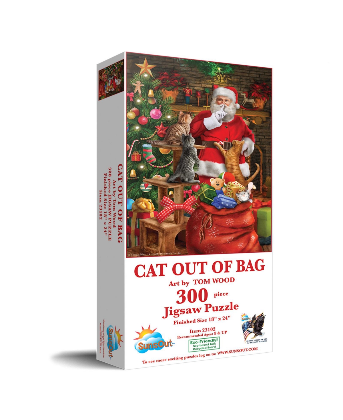 Click here for SunsOut Cat out of the Bag 300 piece Jigsaw Puzzle... prices
