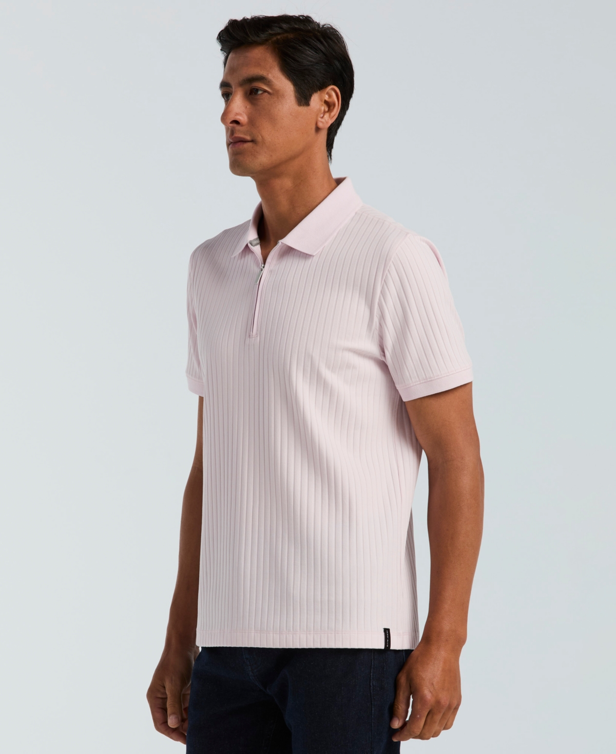 Click here for Perry Ellis Mens Slim-Fit Ribbed-Knit 1/4-Zip Polo... prices
