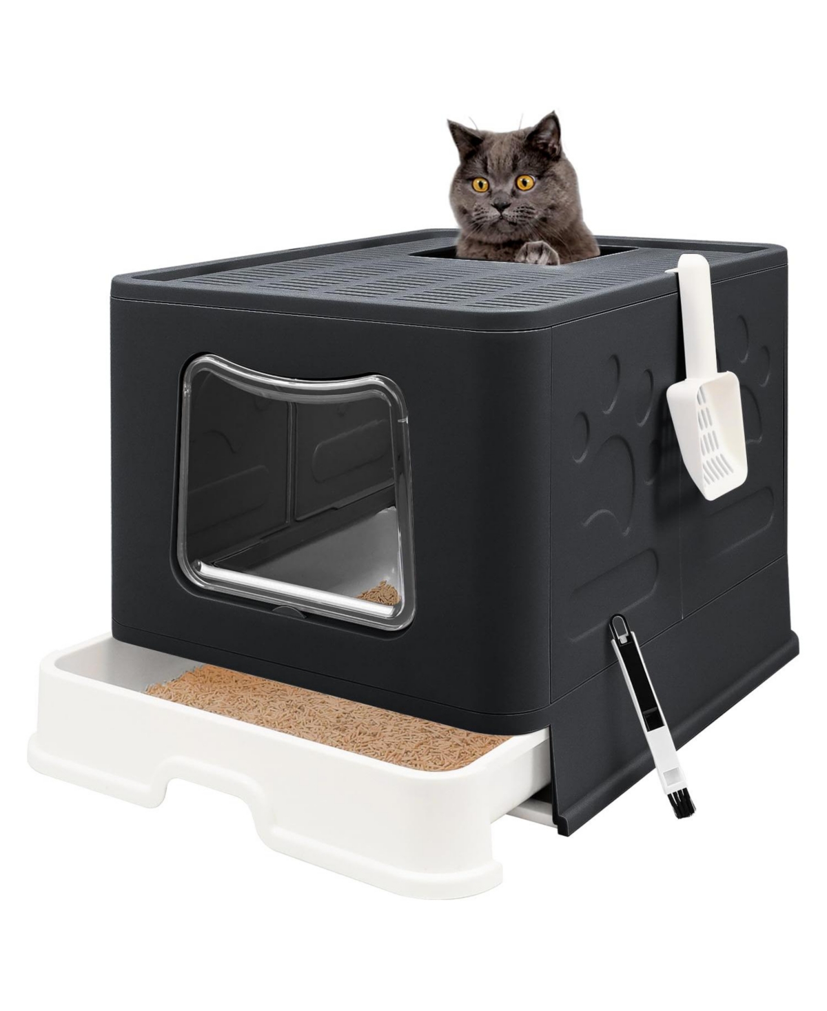 Click here for Aronkl Foldable Cat Litter Box Enclosed Top Entry... prices