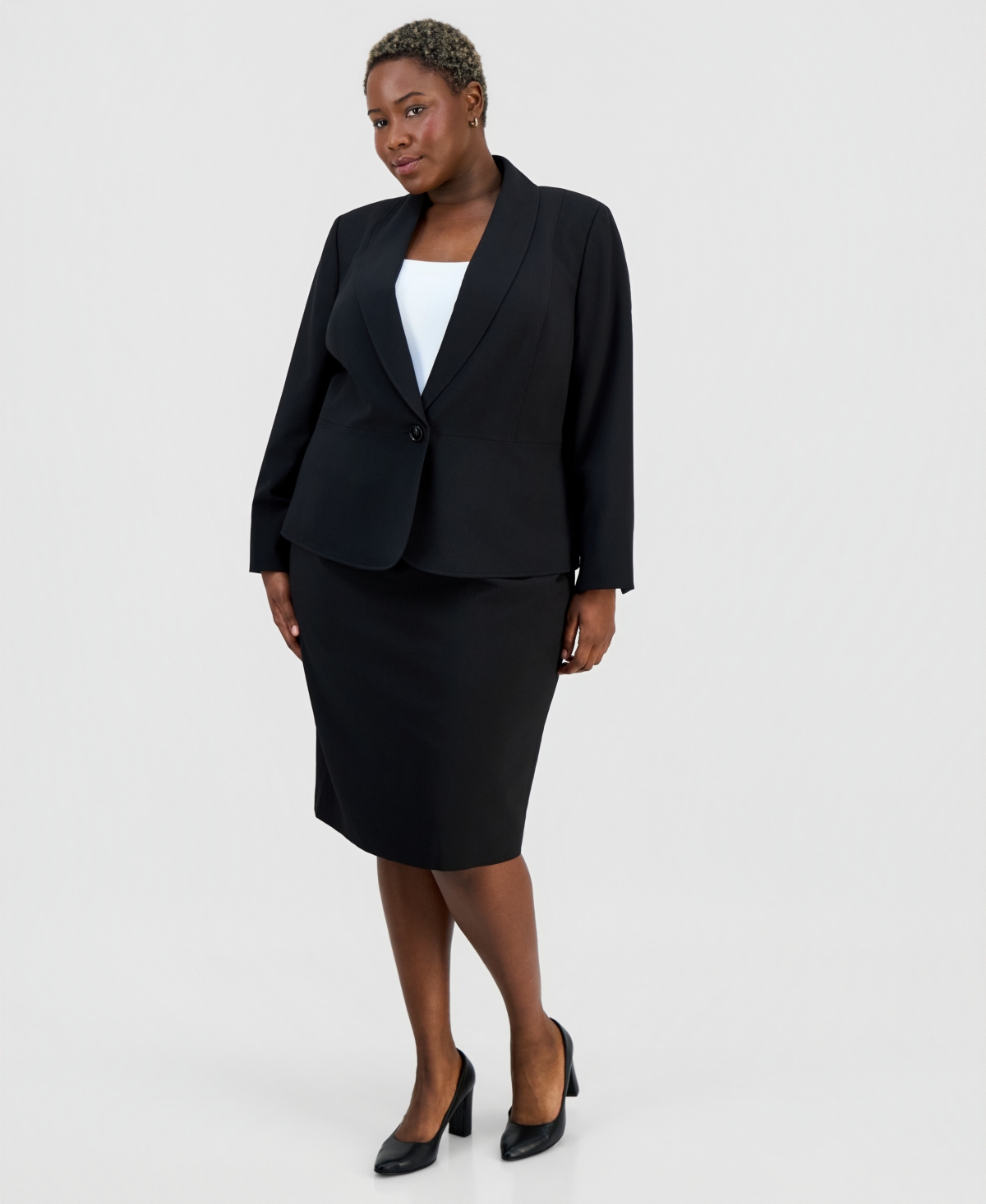 Click here for Le Suit Plus Size Shawl-Collar One-Button Jacket &... prices