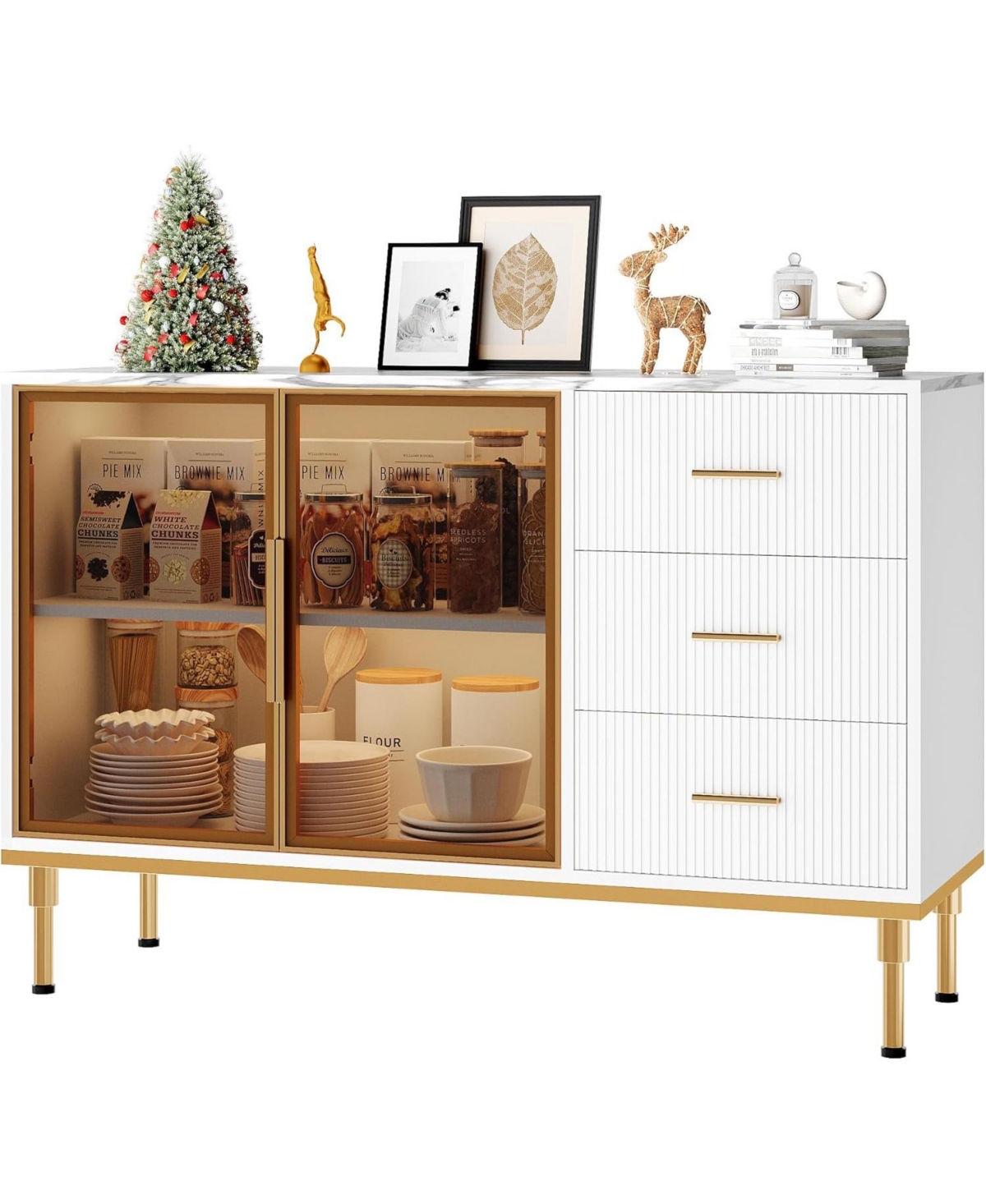 Click here for gaomon Modern Buffet Cabinet with Fluted Doors Led... prices