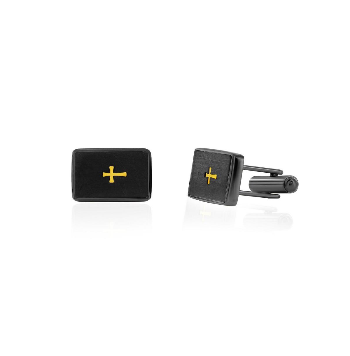 Click here for Metallo Stainless Steel  Brushed Gold Cross Cuffli... prices