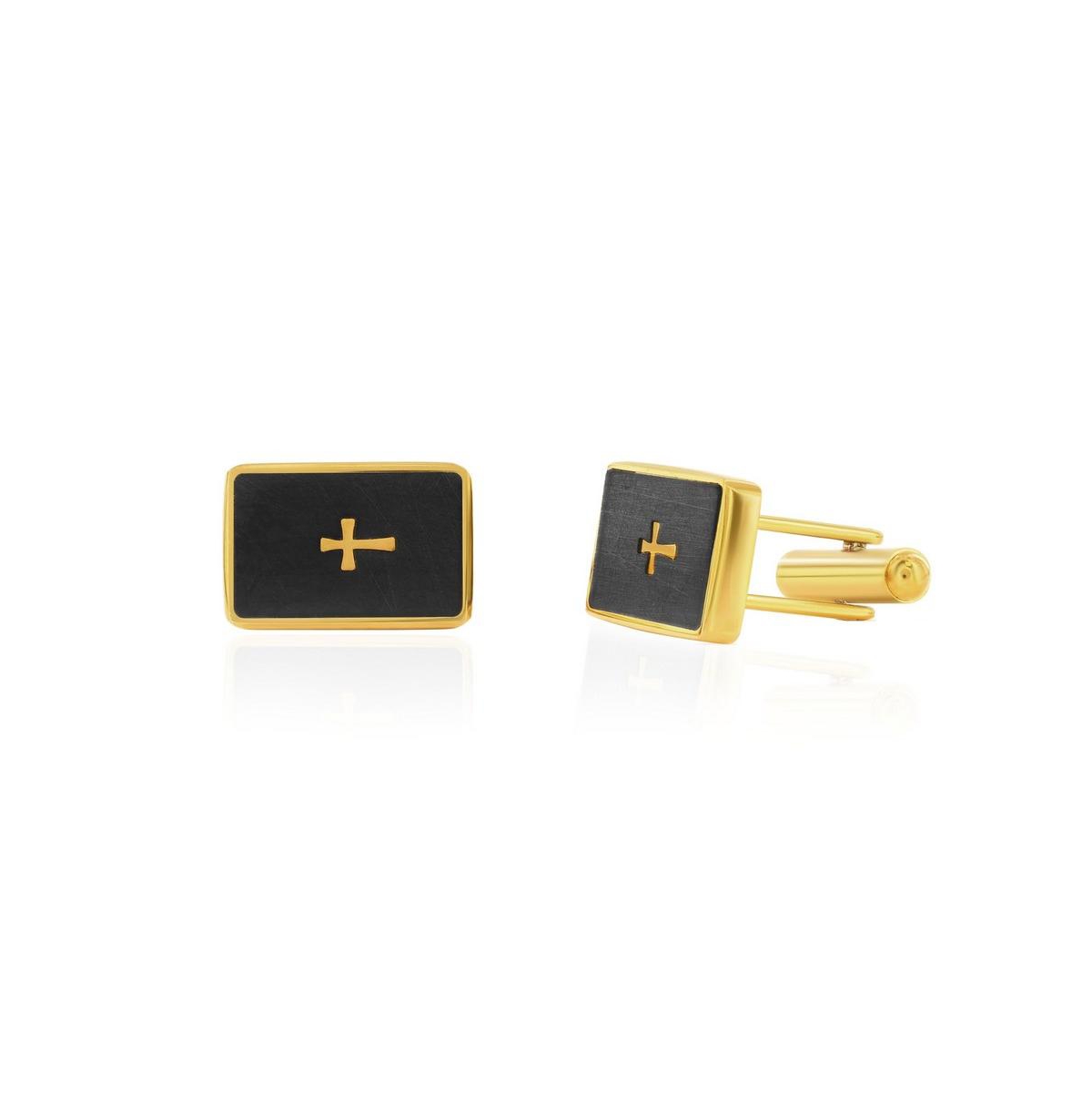 Click here for Metallo Stainless Steel  Brushed Gold Cross Cuffli... prices