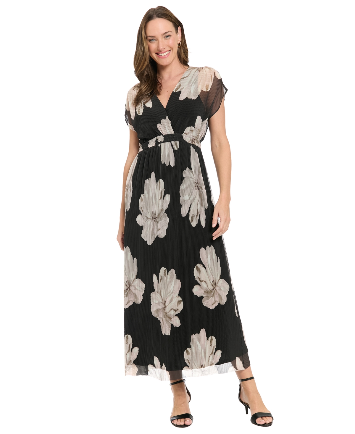 Click here for London Times Petite Printed Surplice Neck Maxi Dre... prices