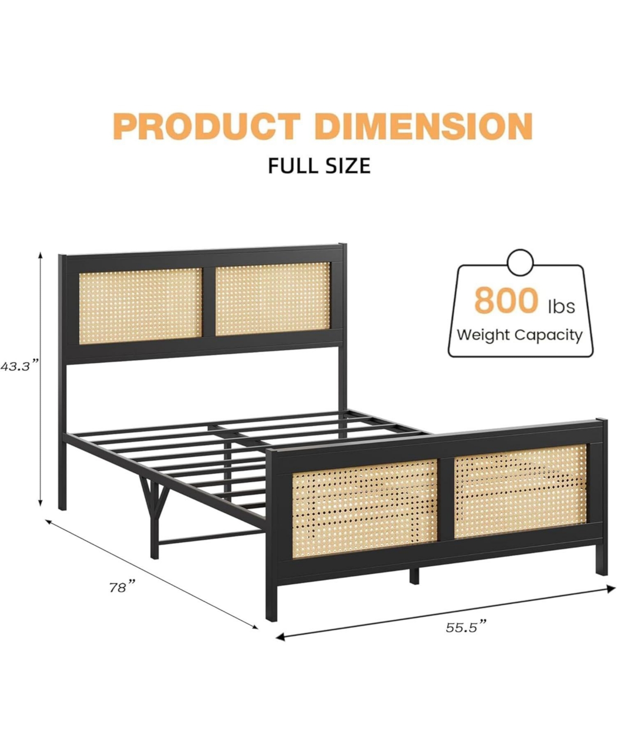 Click here for gaomon Full Rattan Bed Frame Headboard Boho Platfo... prices