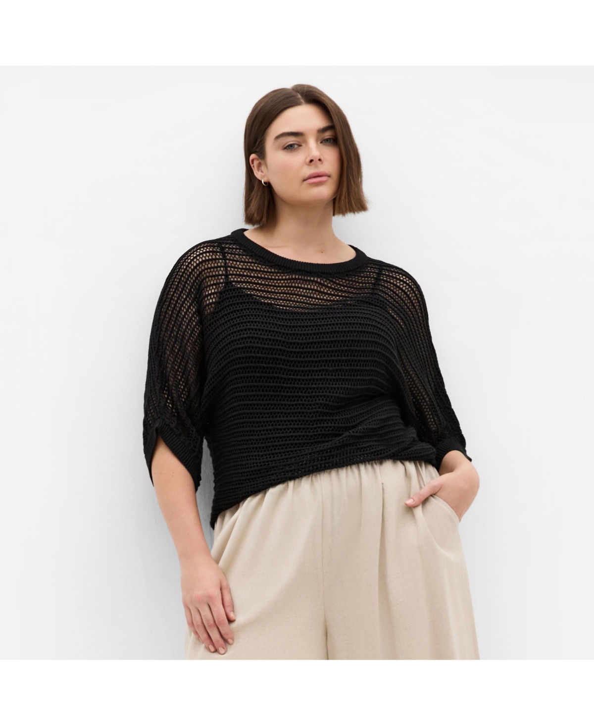 Click here for City Chic Womens Crochet Knit Resort Top - Black prices